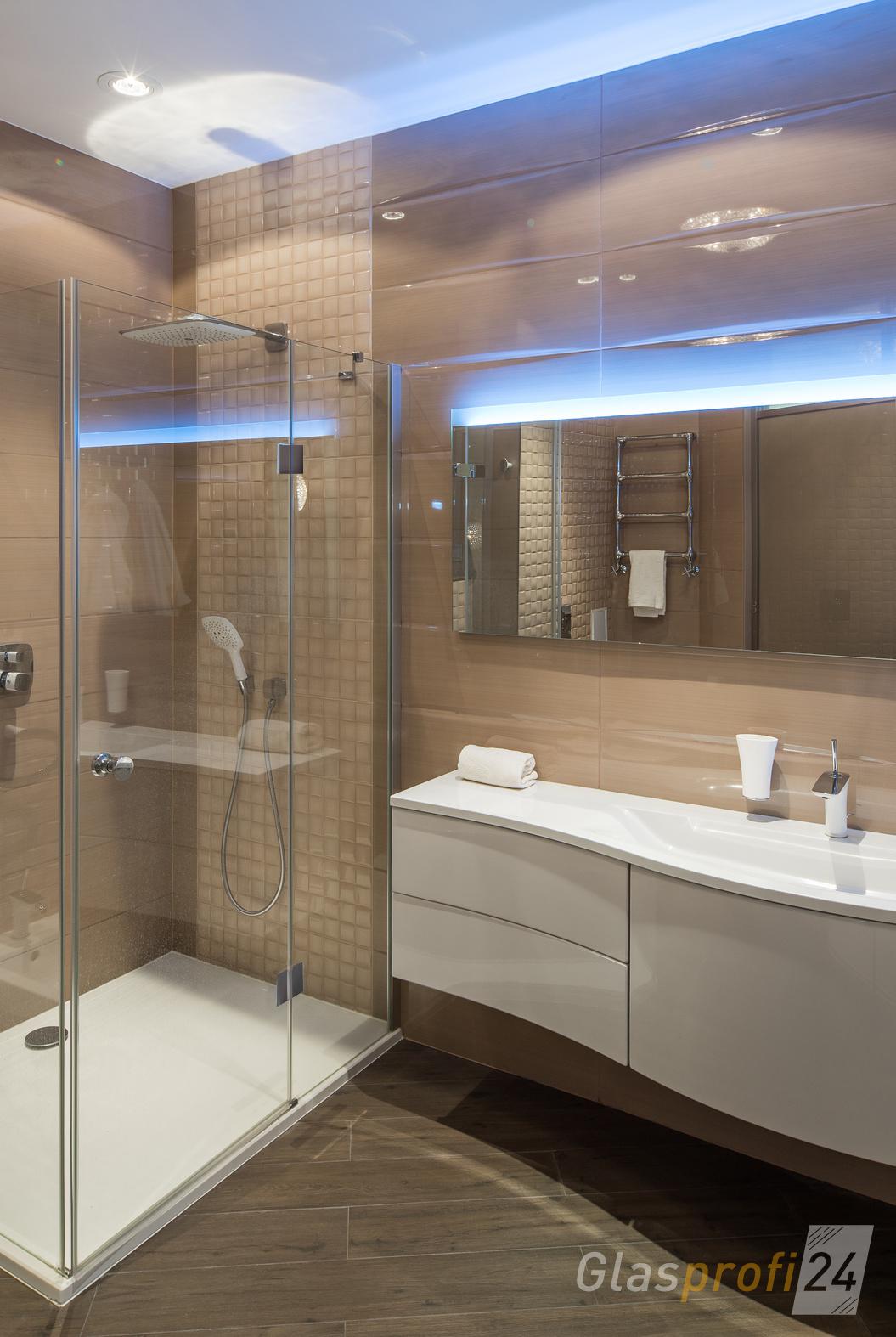 VSG Exklusiv Dusche ohne Dichtungen nach Maß | GLASPROFI24